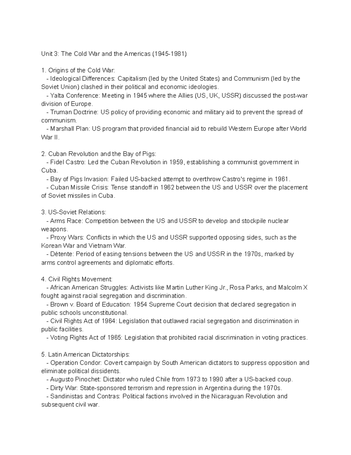 IB HOA3 - Basic overview of topics covered in IB History of the ...