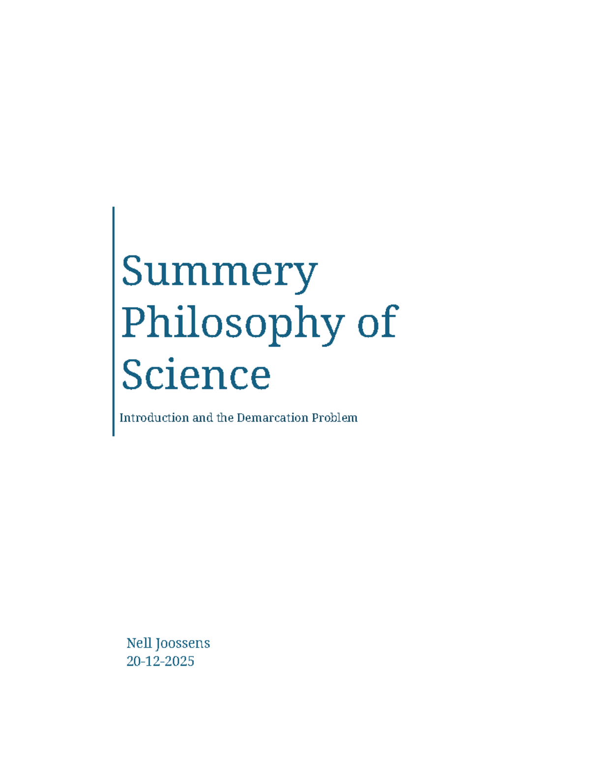 Summary of Philosophy of Science: Introduction & Demarcation Problem ...