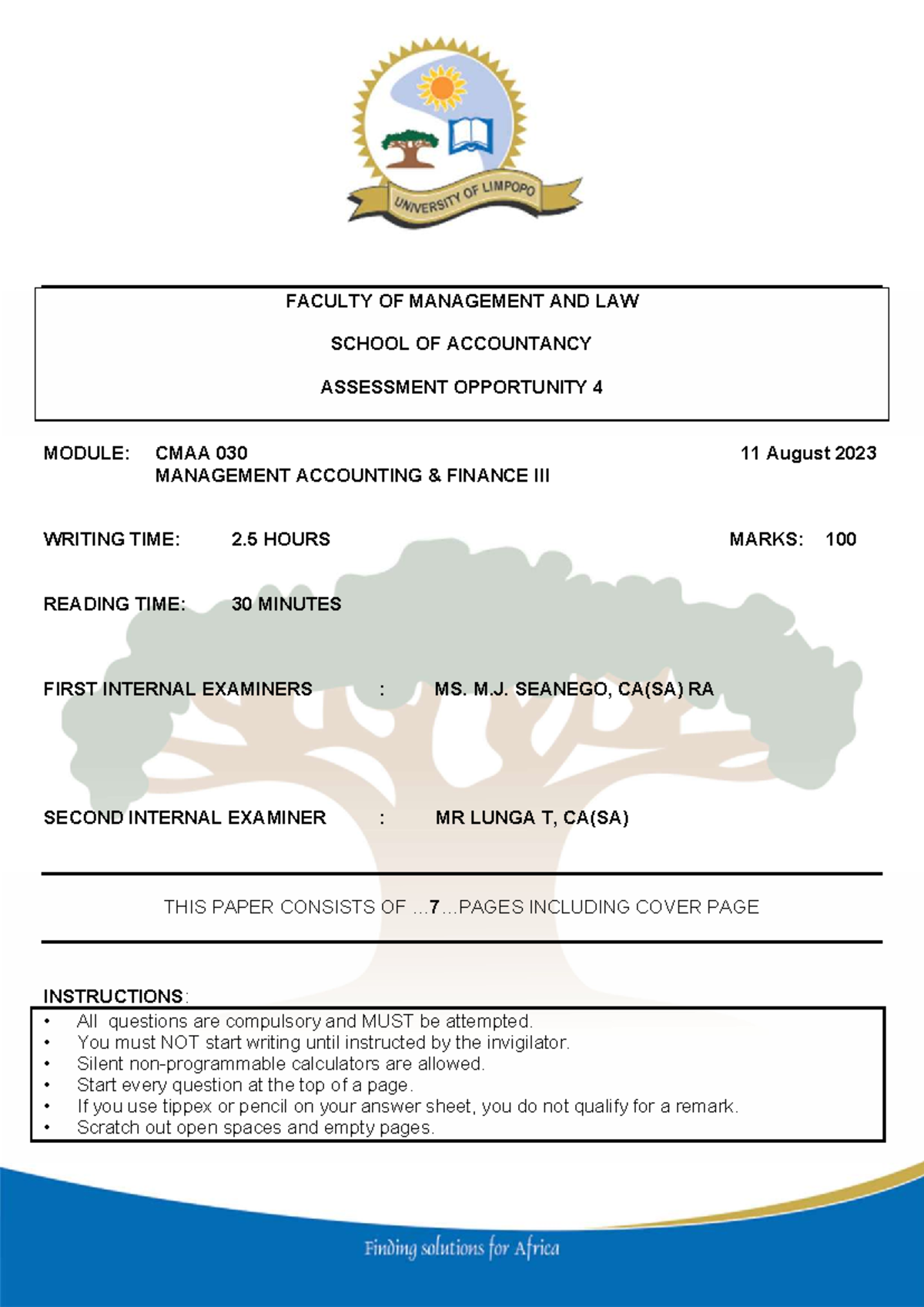 CMAA 030 Management Accounting Assessment Opportunity 4 - 2023 - Studocu