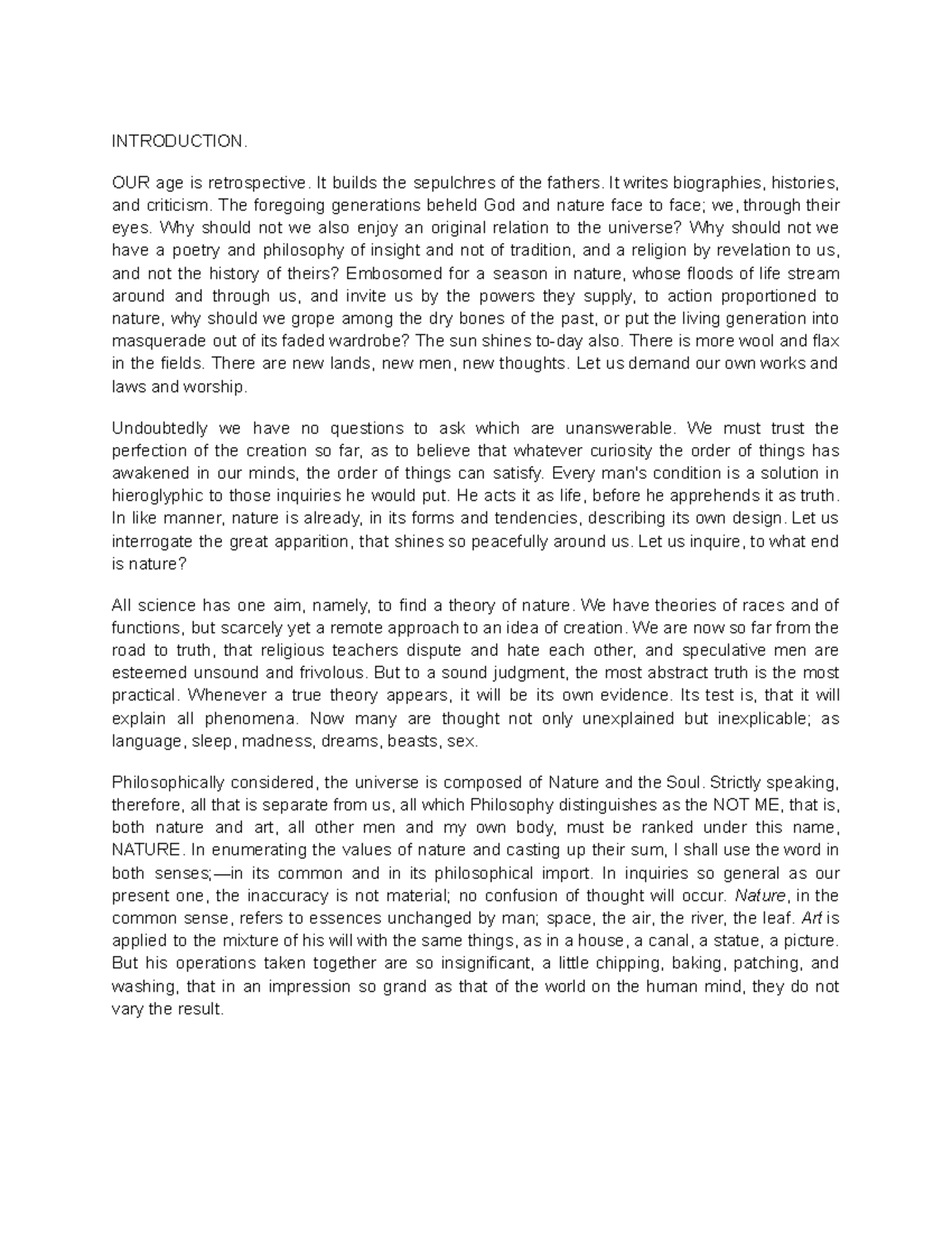 Nature and Spirit: A Philosophy of Human Connection (PHIL 101) - Studocu