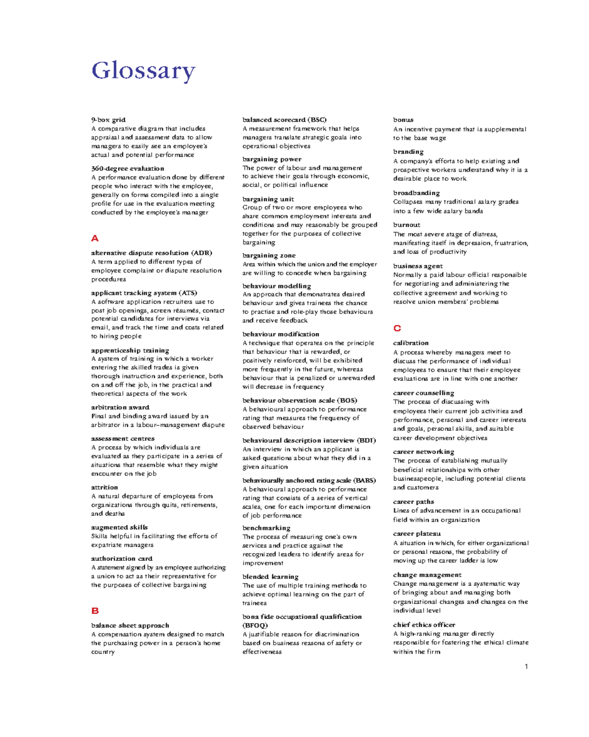 HR Terms Glossary: Key Concepts and Definitions for Effective ...