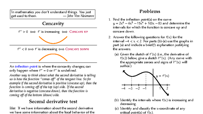 Mathematics 20: Concavity, Inflection Points, and Critical Points ...