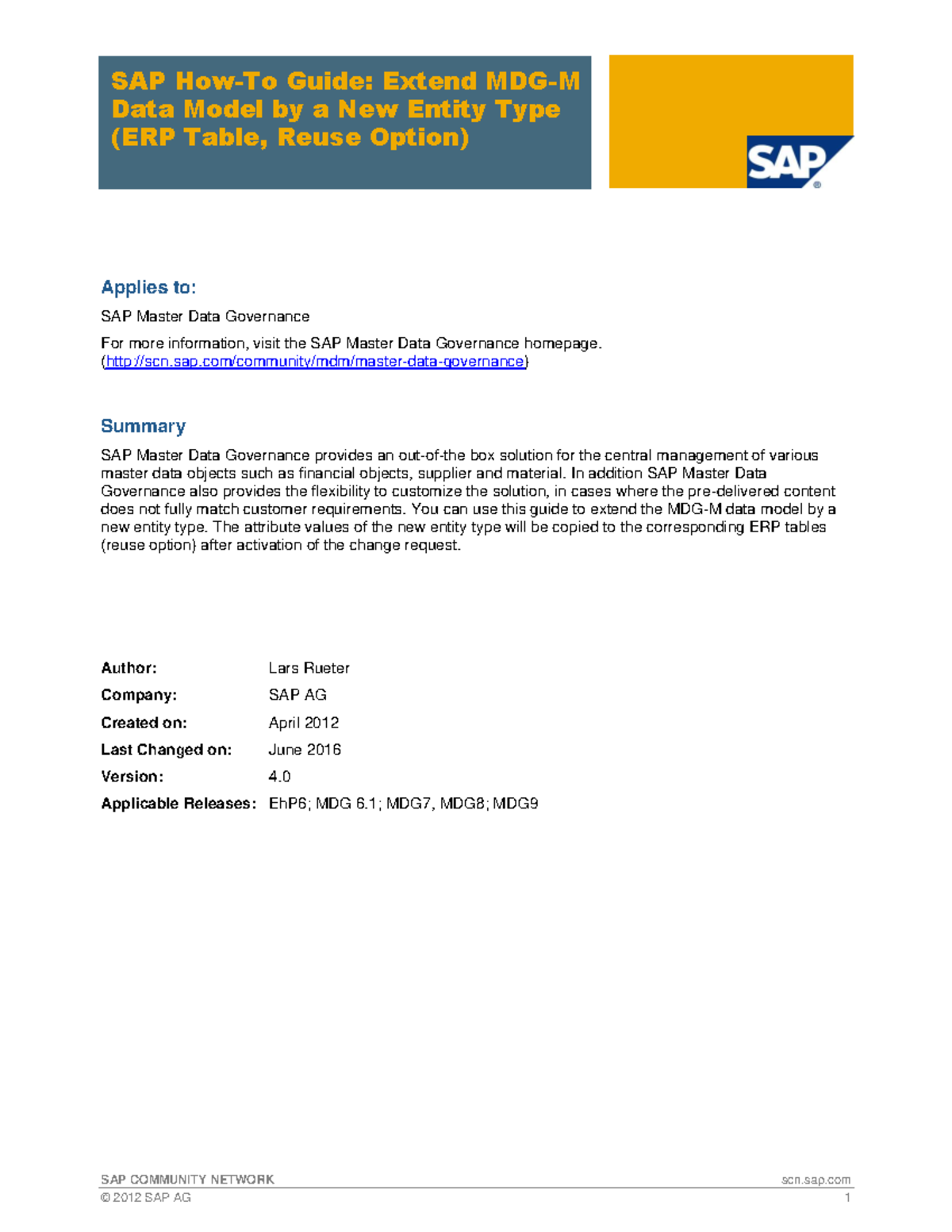 Extend MDG-M Data Model: Adding Custom Entity Type for Reuse - Studocu
