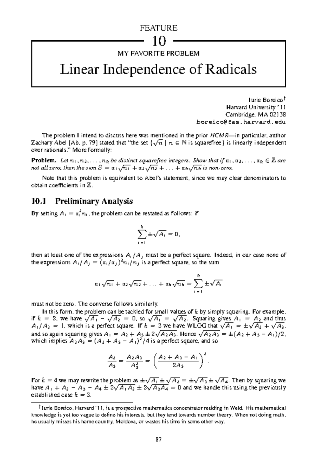 MATH 10: Linear Independence of Radicals - A Deep Dive - Studocu