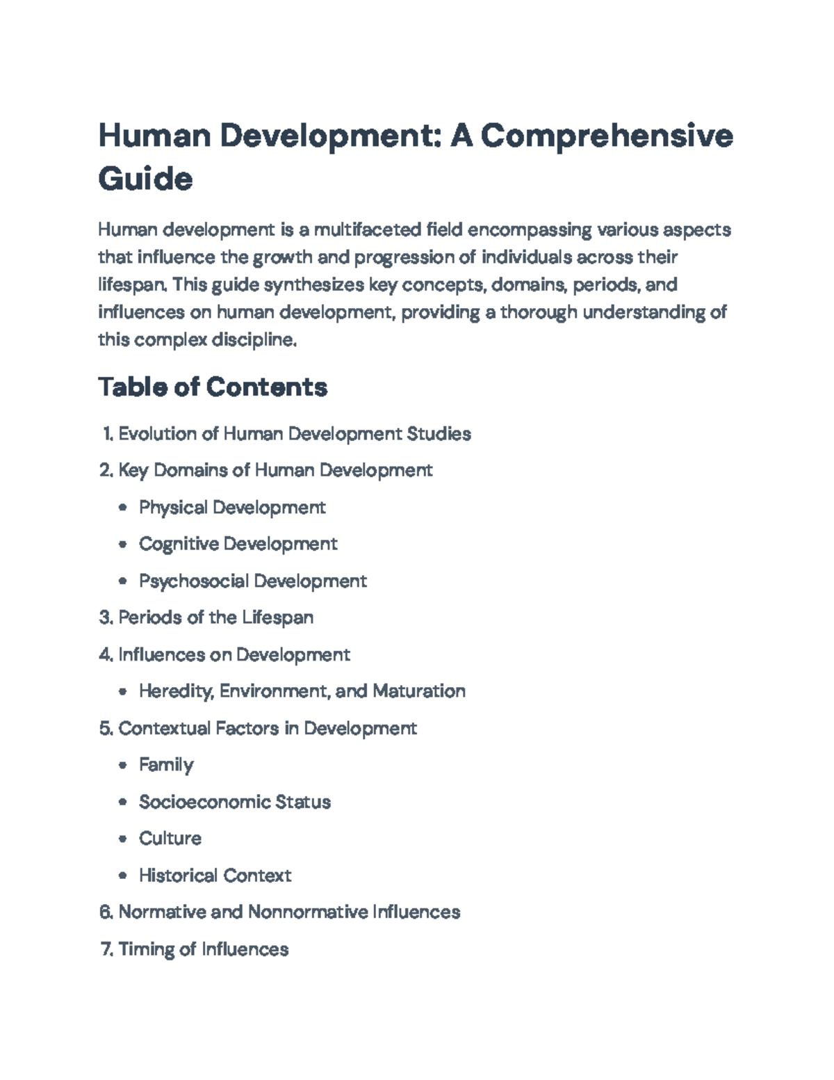 HDS 101: Human Development Concepts & Lifespan Influences Guide - Studocu