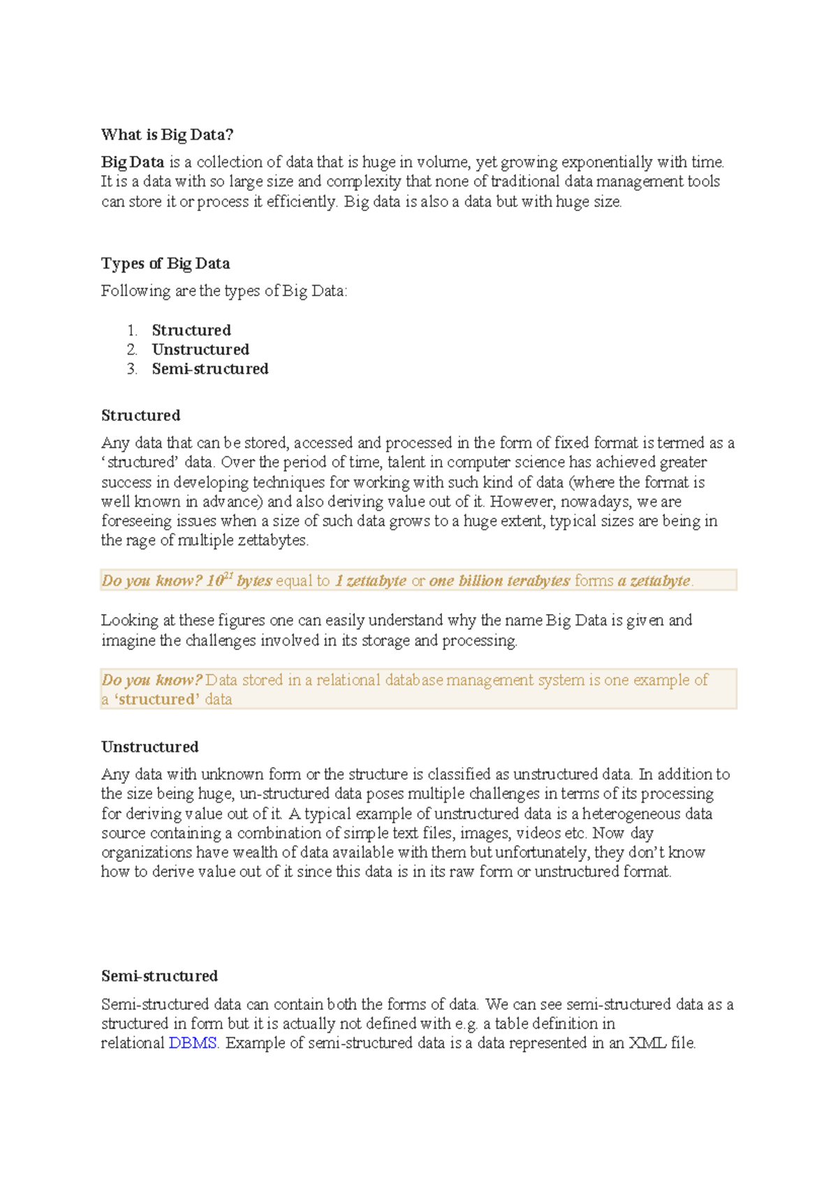 Big data and Data Analytics - What is Big Data? Big Data is a ...