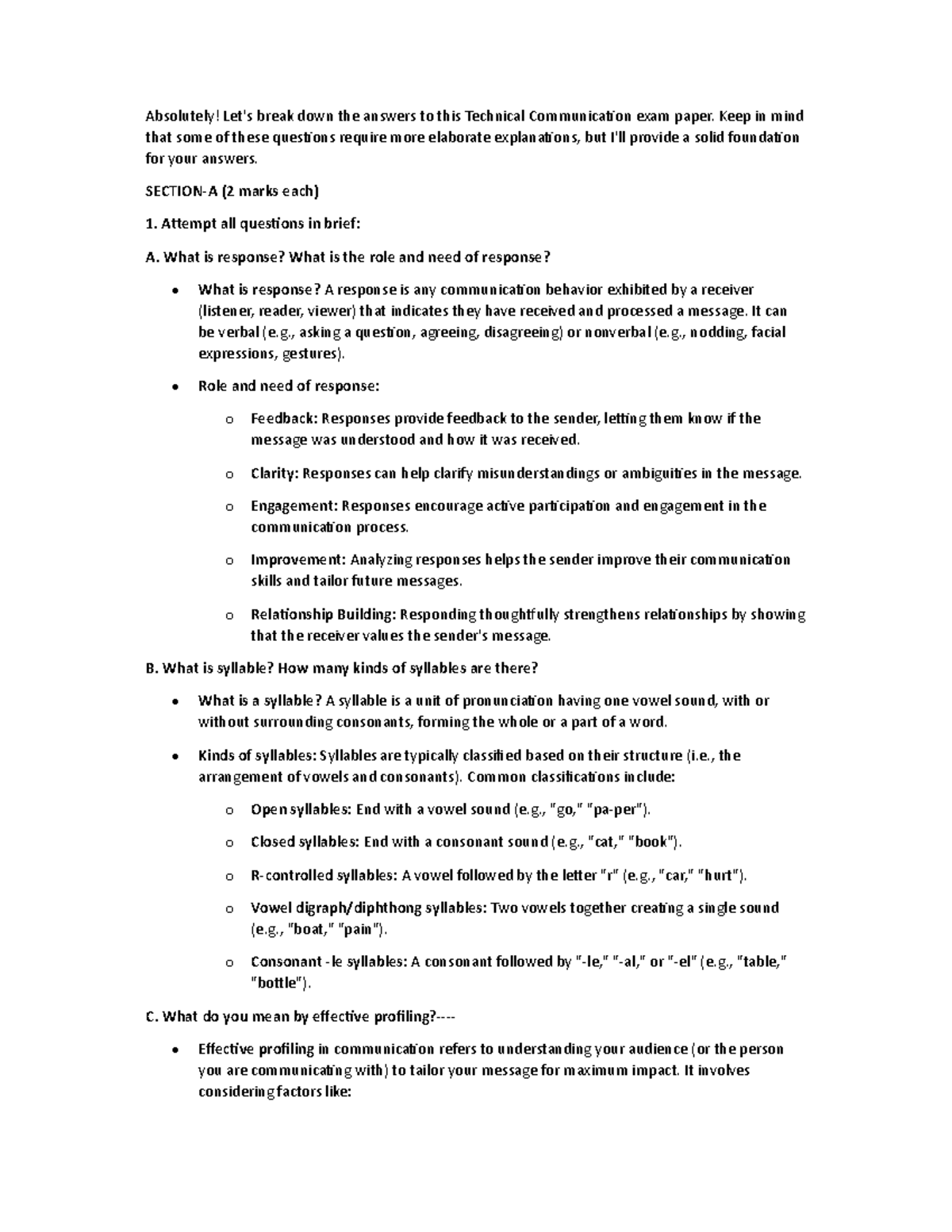 Tc - Technical Communication Exam Paper Breakdown and Key Concepts ...