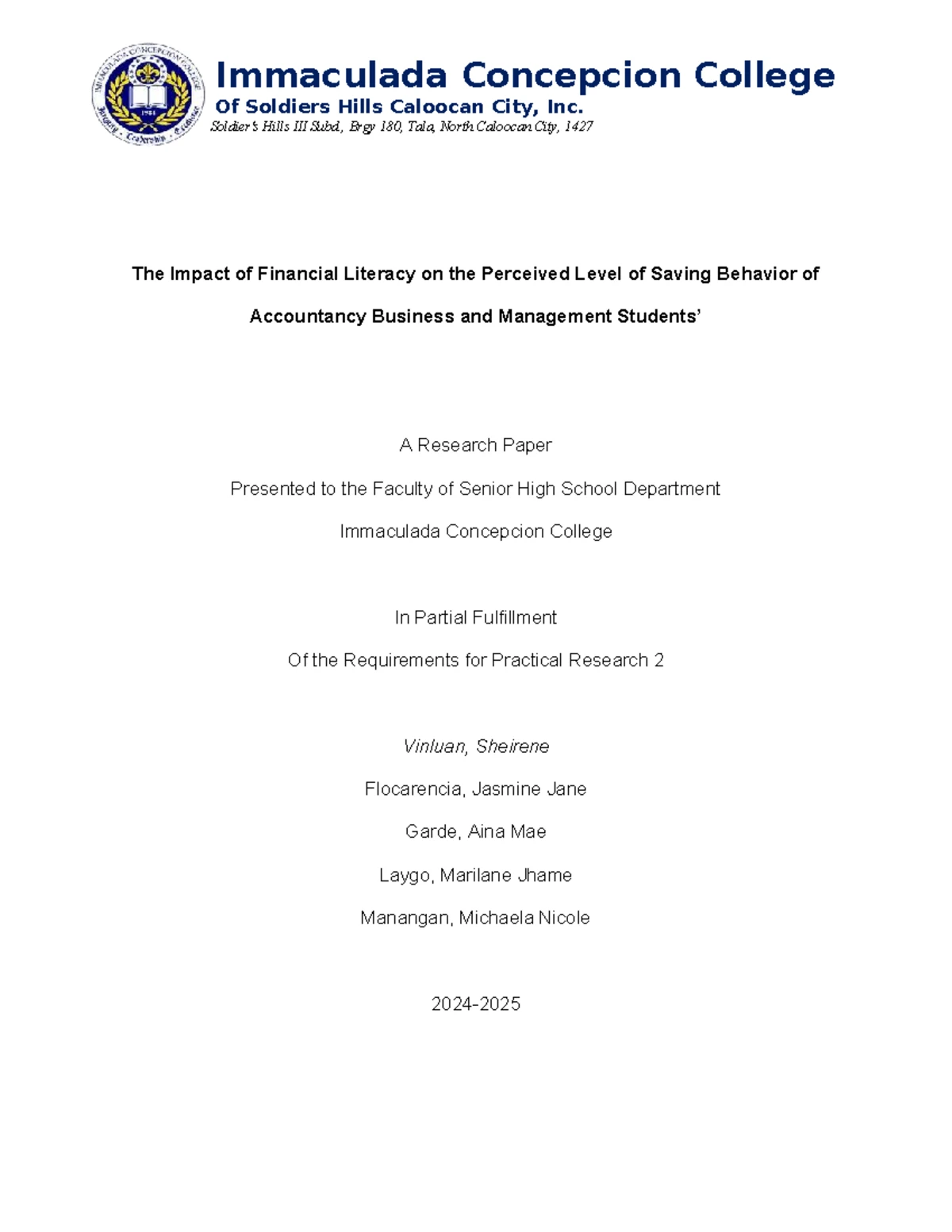 Impact of Financial Problems on Academic Performance of Grade 12 ABM ...