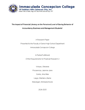 Impact of Financial Problems on Academic Performance of Grade 12 ABM ...