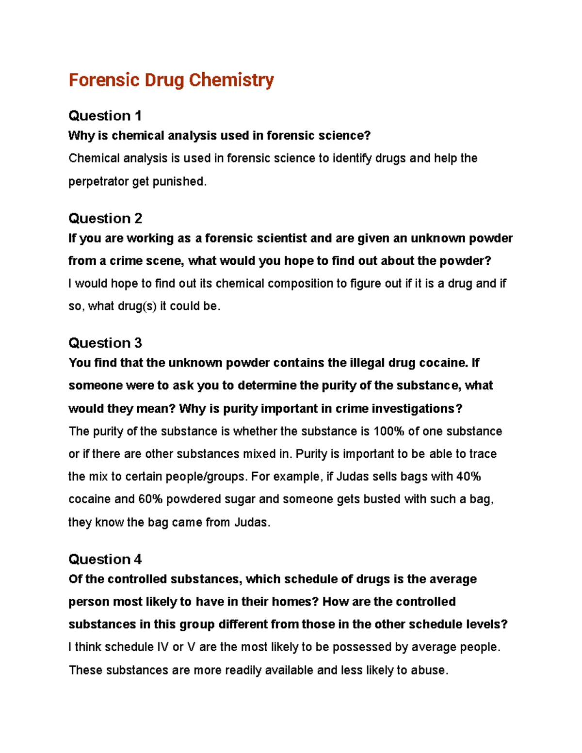 Forensic Drug Chemistry: Key Concepts & Analysis (Unit 1 Lab - Guerin ...