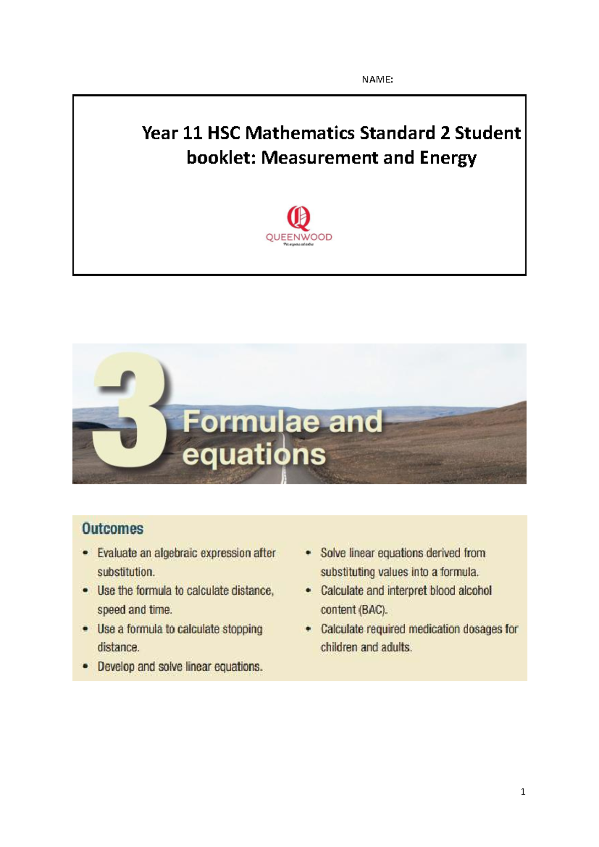 Year 11 HSC Mathematics Standard 2: Ch 03 Formulae & Equations - Studocu