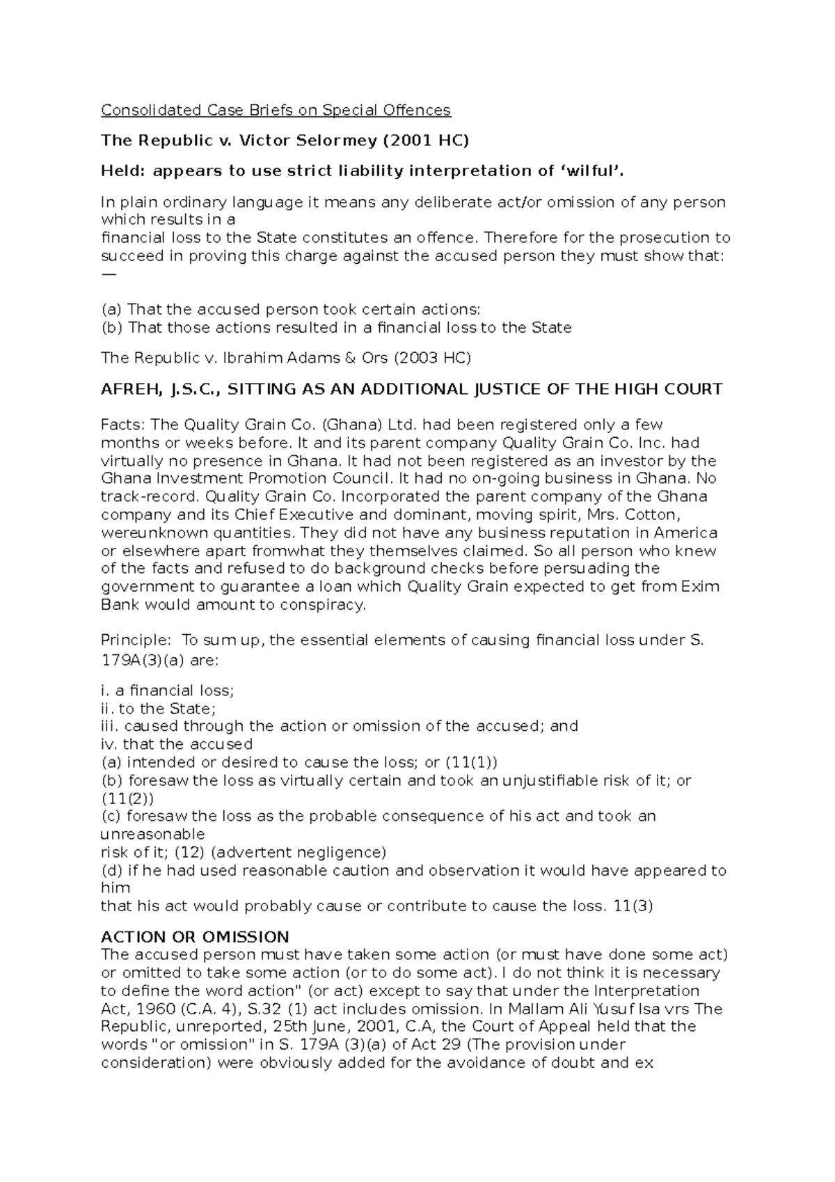 Comprehensive Case Briefs on Special Offences: Key Legal Insights - Studocu