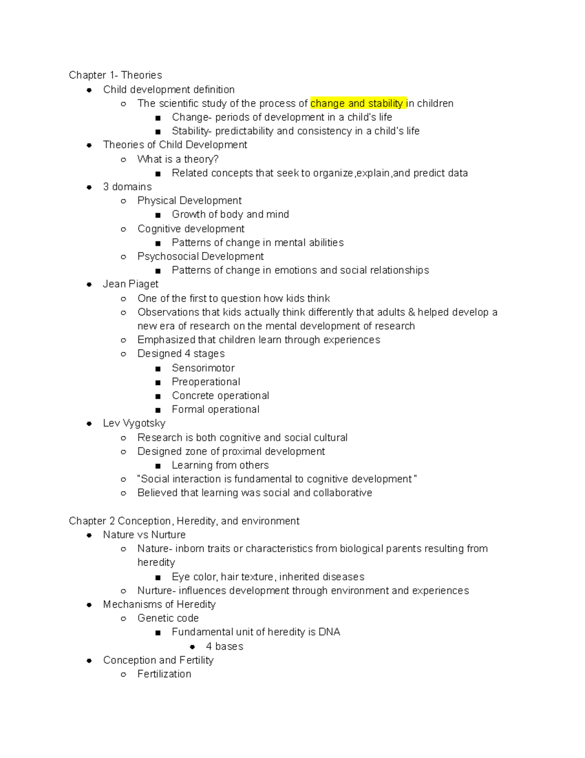 TECA 1354 Exam 1 Study Guide: Key Theories and Stages of Development ...
