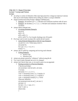 CS&131 Study Guide - CS& 131 Comp Science I C++ Exam 2: Review of ...