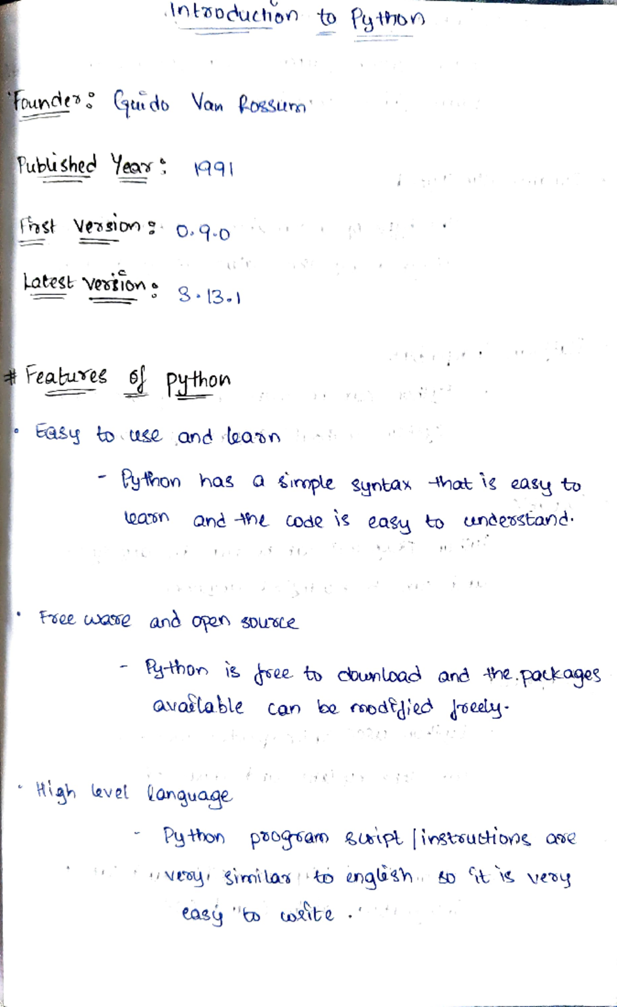 Computer notes - KUUFK - Introduction to Python Founder: Guido Van ...
