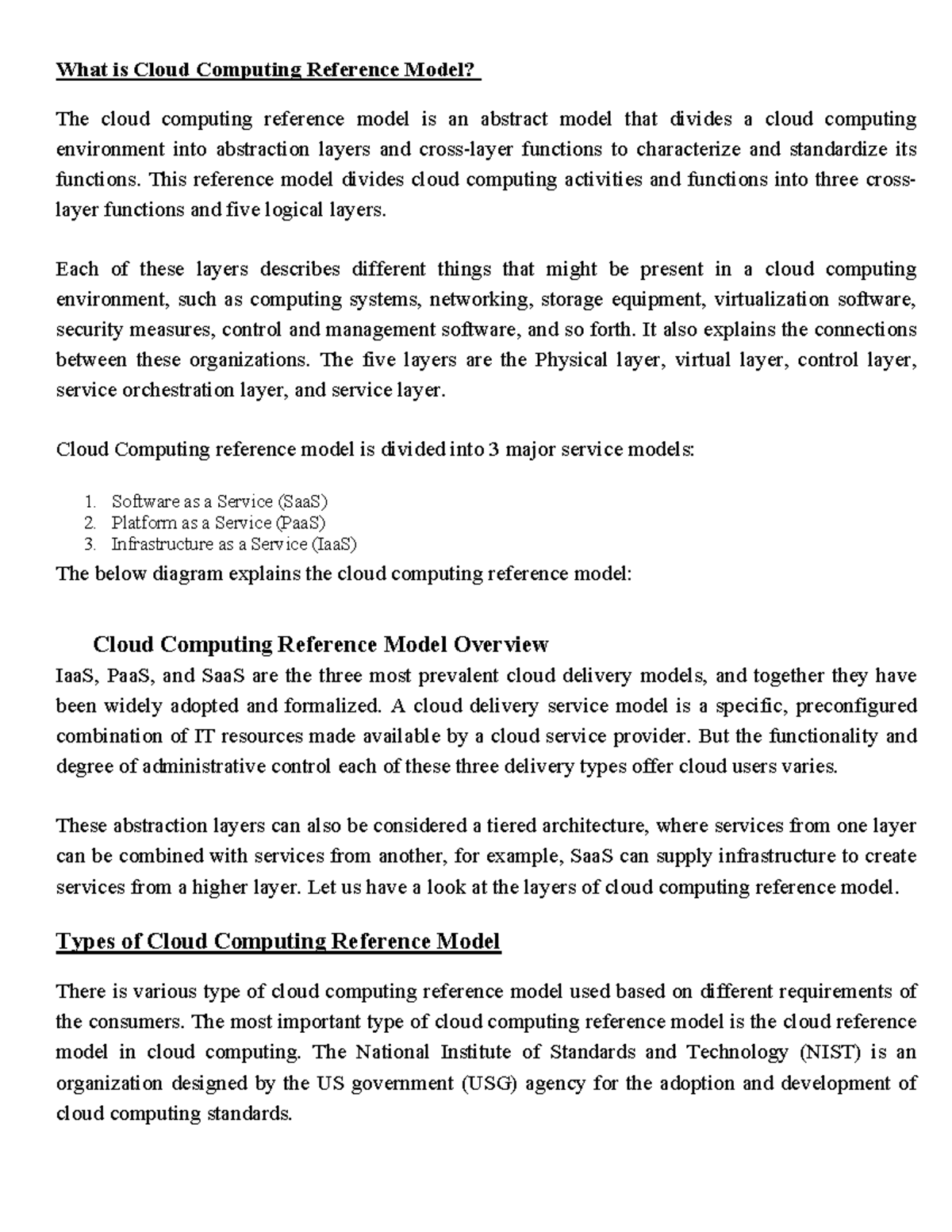 Cloud Computing Reference Model: Structure and Service Models Overview ...