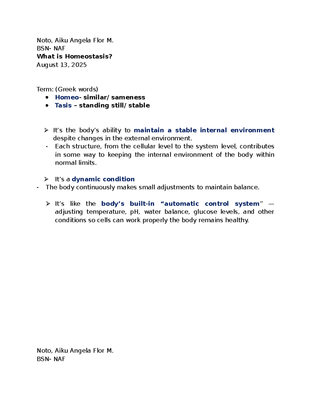 Nursing Anatomy & Homeostasis Overview (NAF) - Studocu