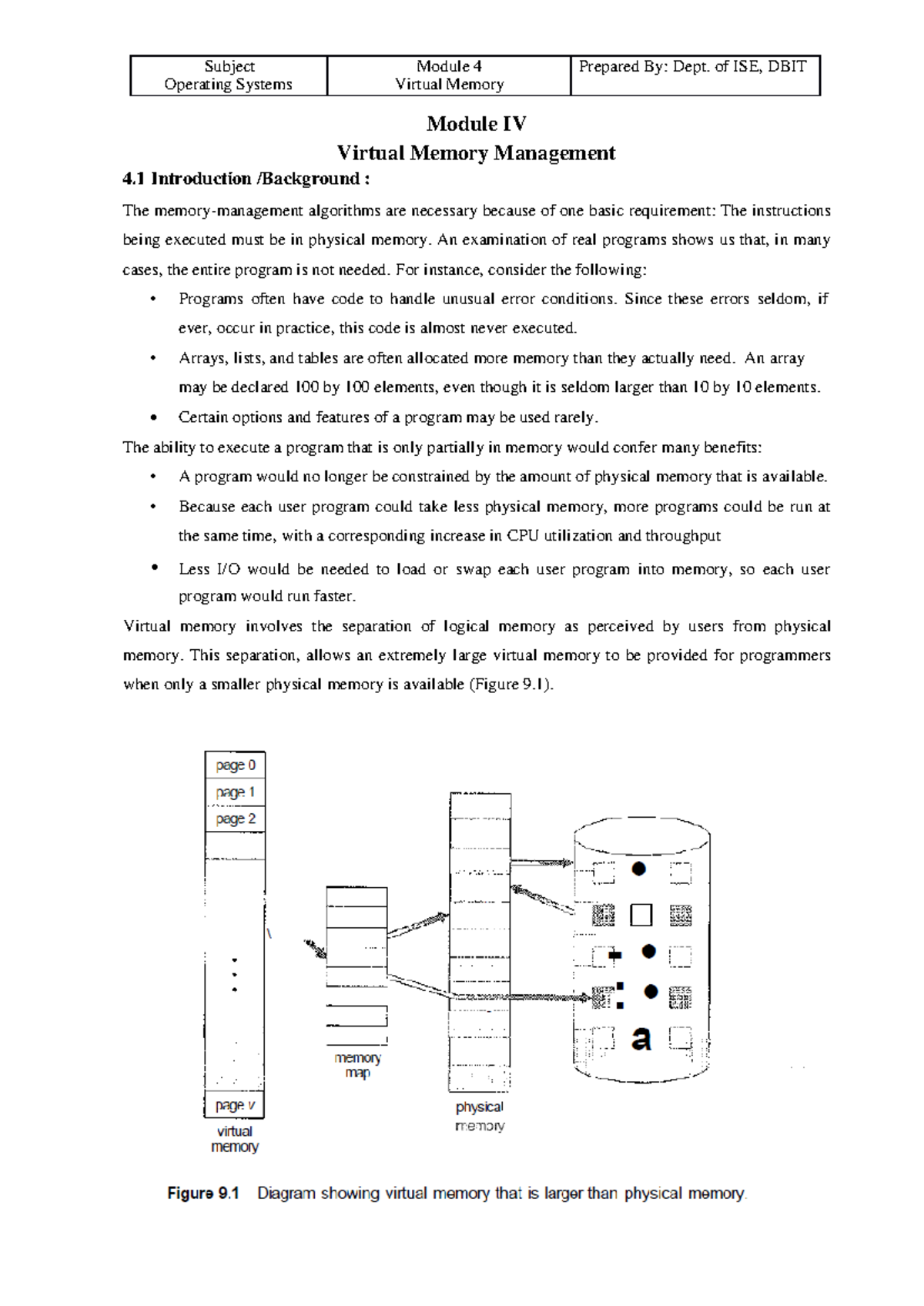 Operating Systems (ISE) Module 4: Virtual Memory Management Notes - Studocu
