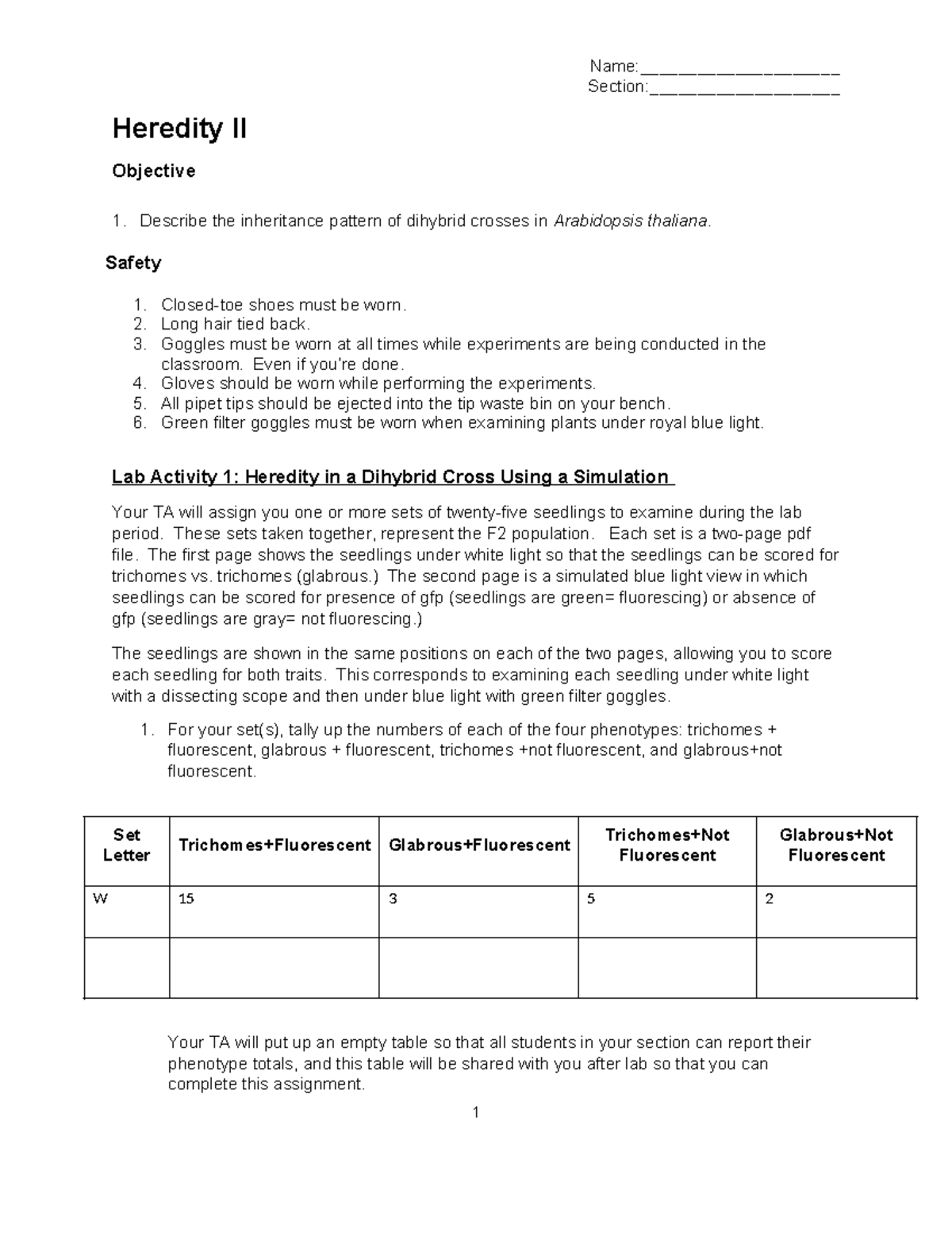 Heredity II Lab Simulation: Dihybrid Cross Analysis & Safety Guide ...