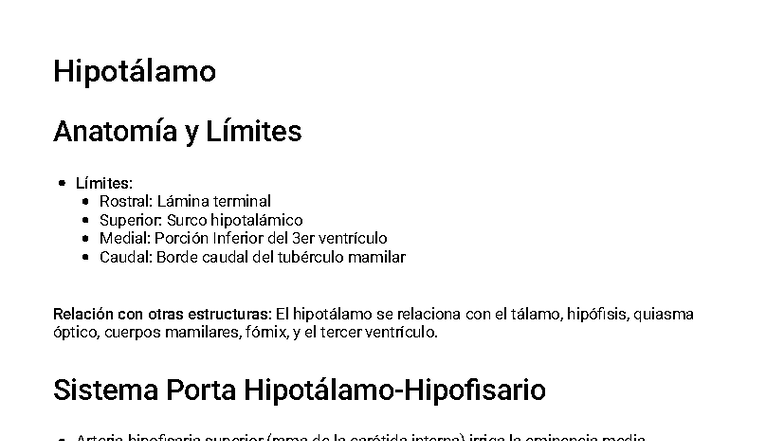 Hipotálamo: Anatomía, Funciones y Guía de Estudio (Curso: Neuroanatomía ...