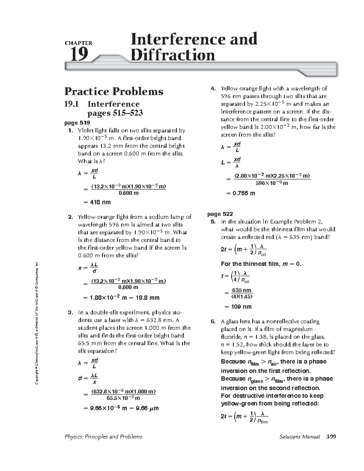 Ch 19 Interference & Diffraction Practice Problems Solutions - Studocu