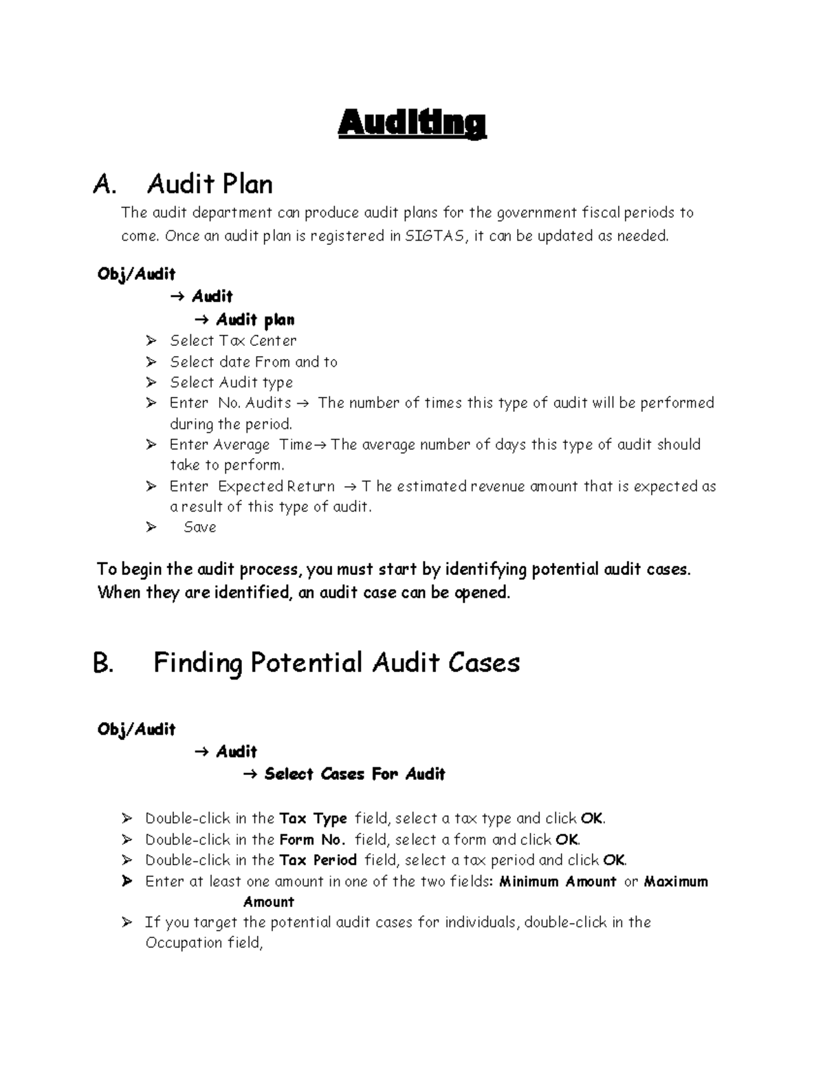 Tax Audit Plan and Case Identification - FHV - Studocu