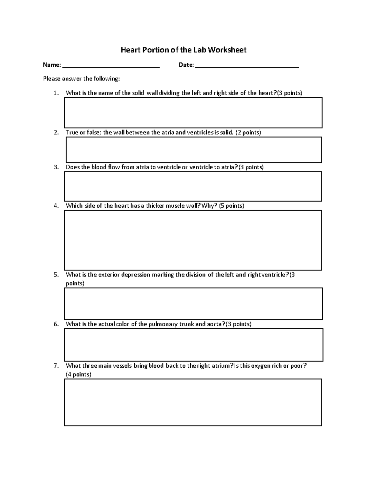 BIOL 101: Heart and Blood Lab Worksheet Interrogation Guide - Studocu