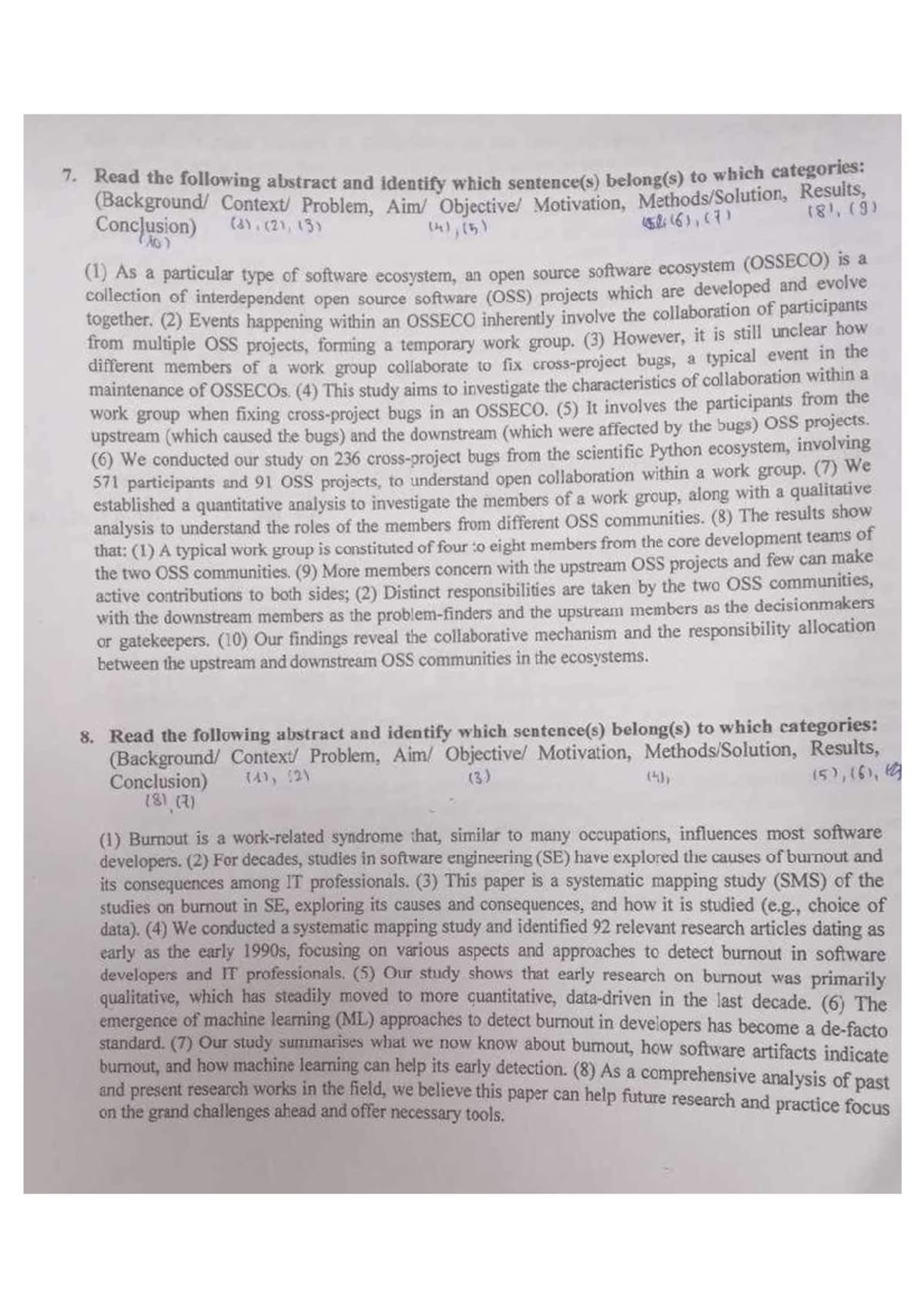 Final Exam 2: Analyzing Abstracts for Problem, Motivation, Results, and ...