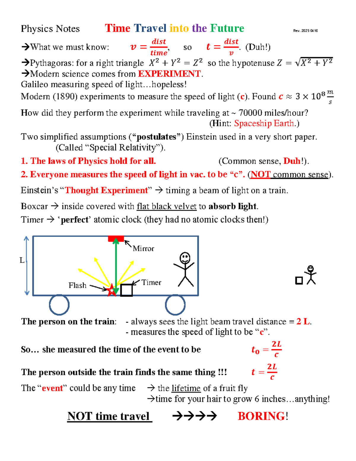 Physics Notes: Time Travel into the Future - Studocu