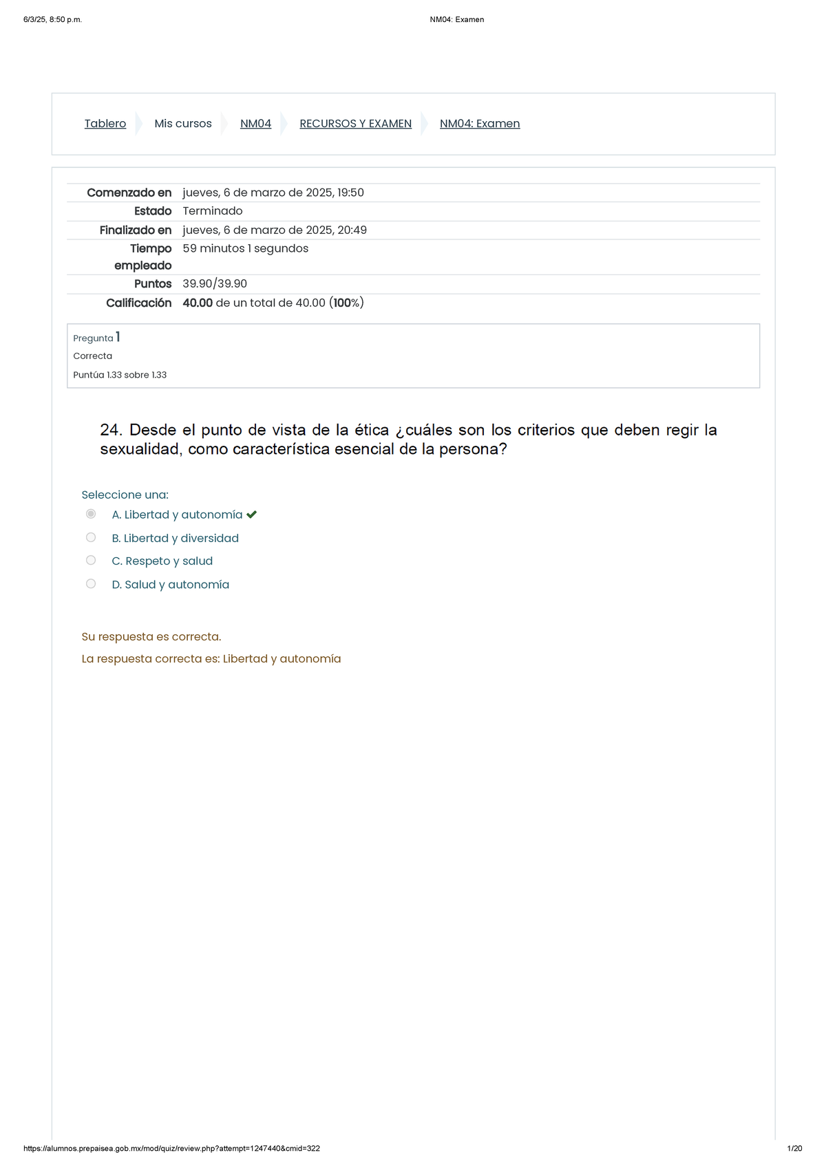 NM04 Examen - todas bien :) - Tablero Mis cursos NM04 RECURSOS Y EXAMEN ...