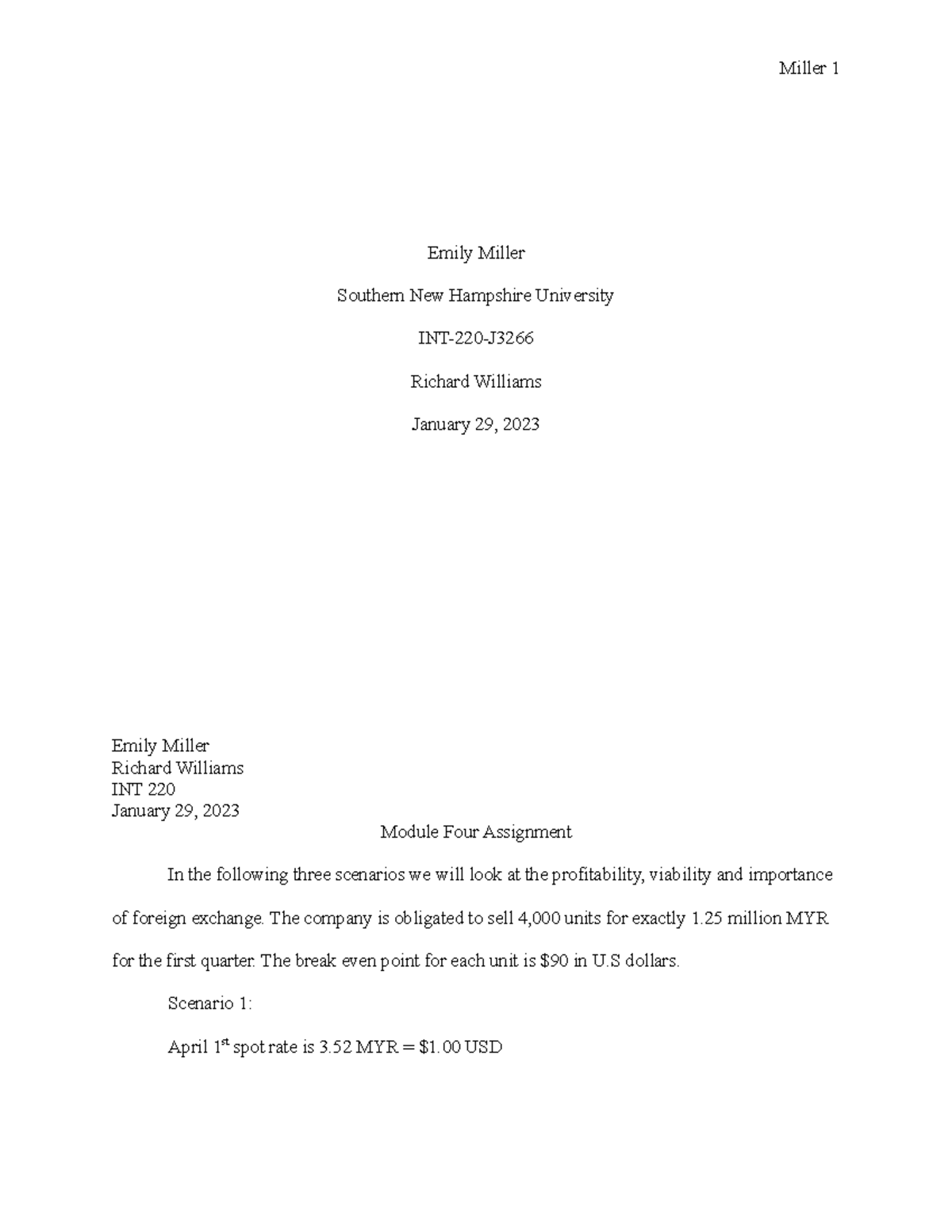 INT 220 Module Four Assignment - Emily Miller Southern New Hampshire University INT-220-J ...