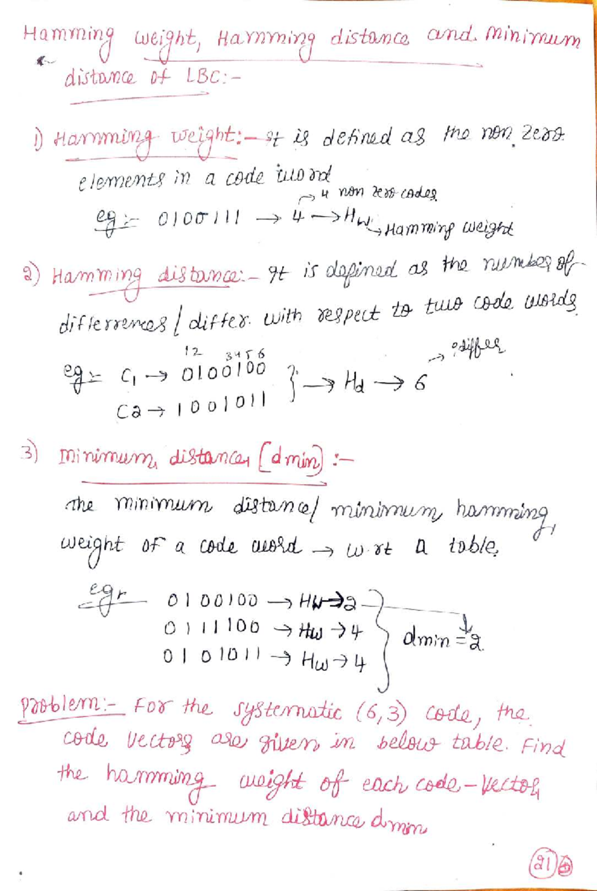 Hamming Codes: Weight, Distance, and Error Correction (Mod4 2) - Studocu