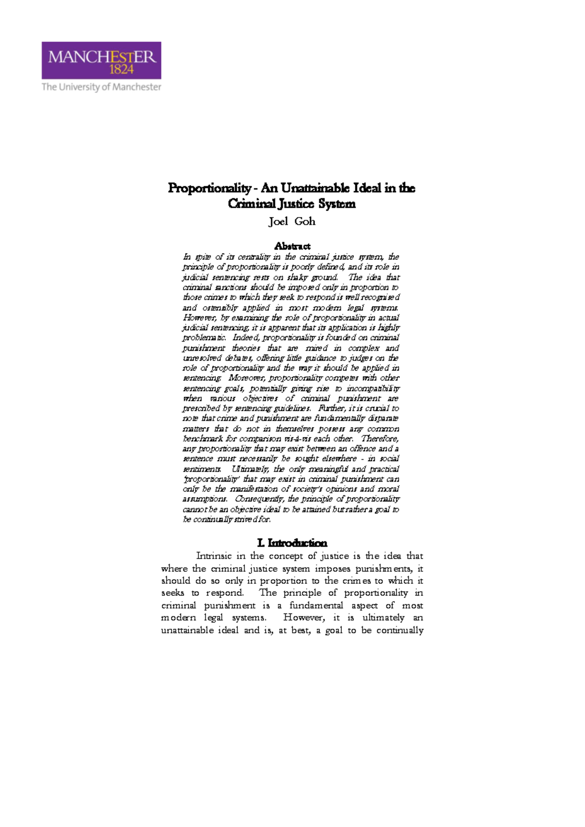 MSLR Vol2 4: Proportionality in Criminal Justice - An Ideal or Illusion ...