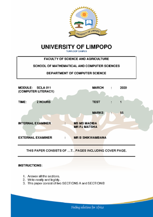 Computer Literacy PAST Question Papers - SECTION A PRACTICAL 1 Download ...