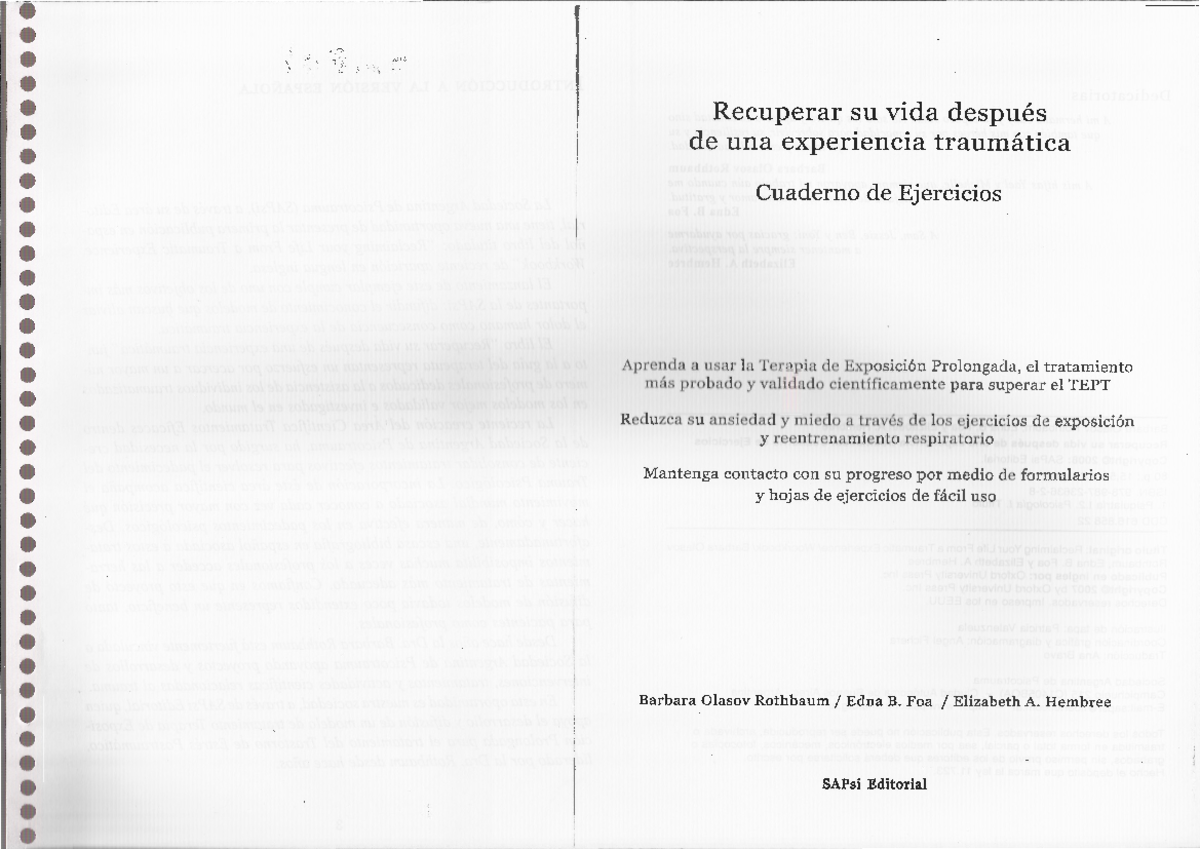 Guía del Paciente para la Terapia de Exposición Prolongada (TEP) - Studocu