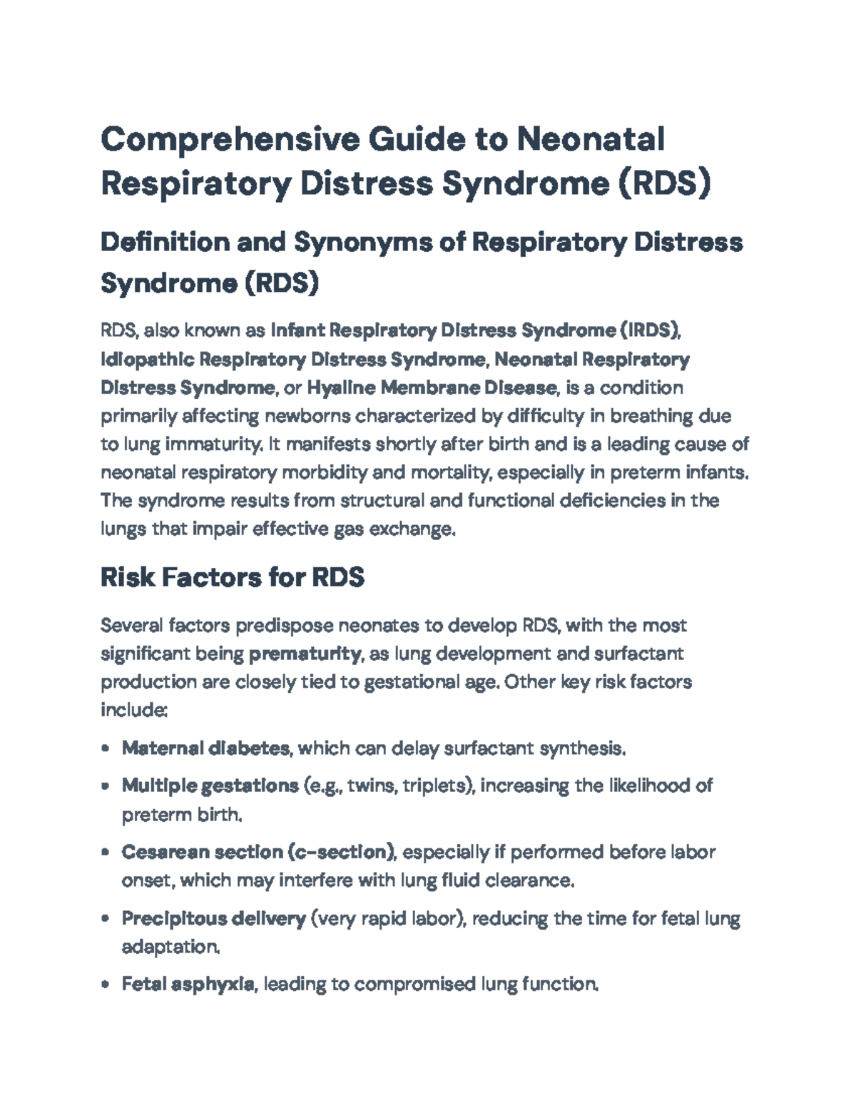 Comprehensive Overview of Neonatal Respiratory Distress Syndrome (RDS ...
