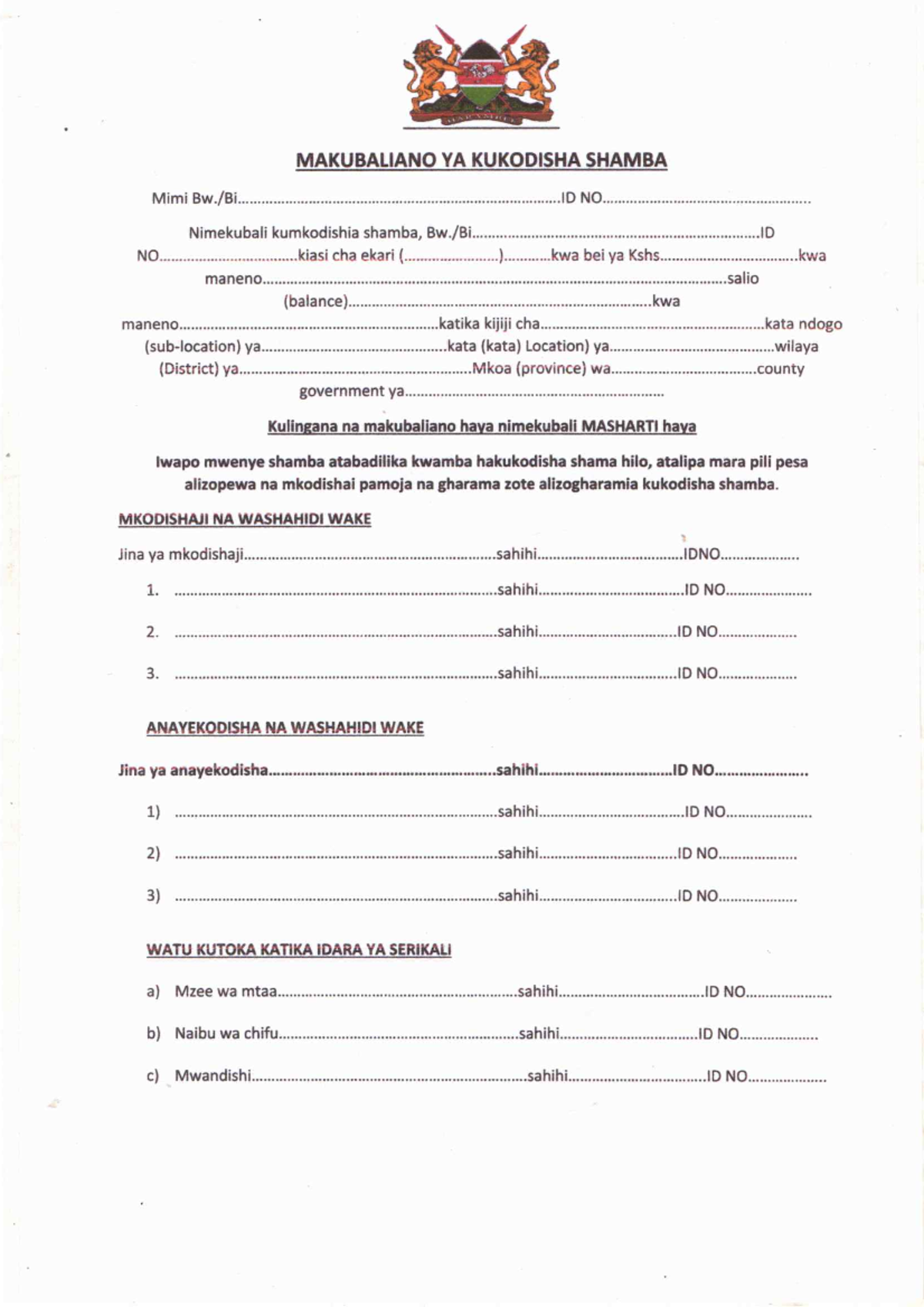 Makubaliano ya Kukodisha Shamba - Land Lease Agreement 20260513 - Studocu