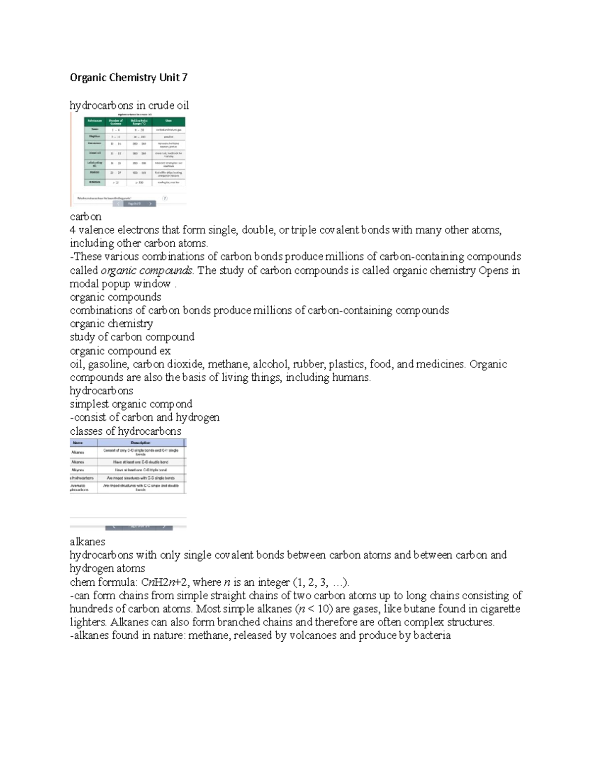 OChem 7 - Notes and Study Guide - Organic Chemistry Unit 7 hydrocarbons ...
