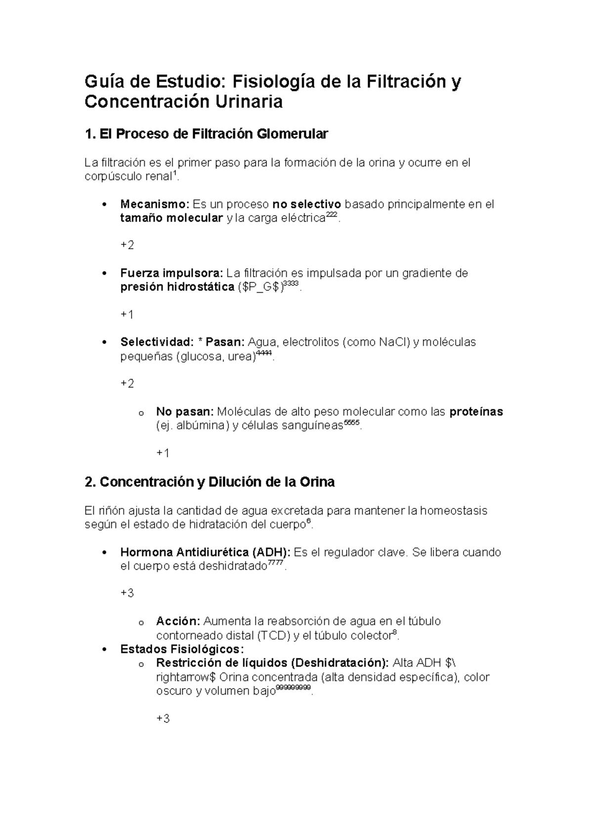 Guía de Estudio: Fisiología Renal y Filtración Urinaria 1 - Studocu