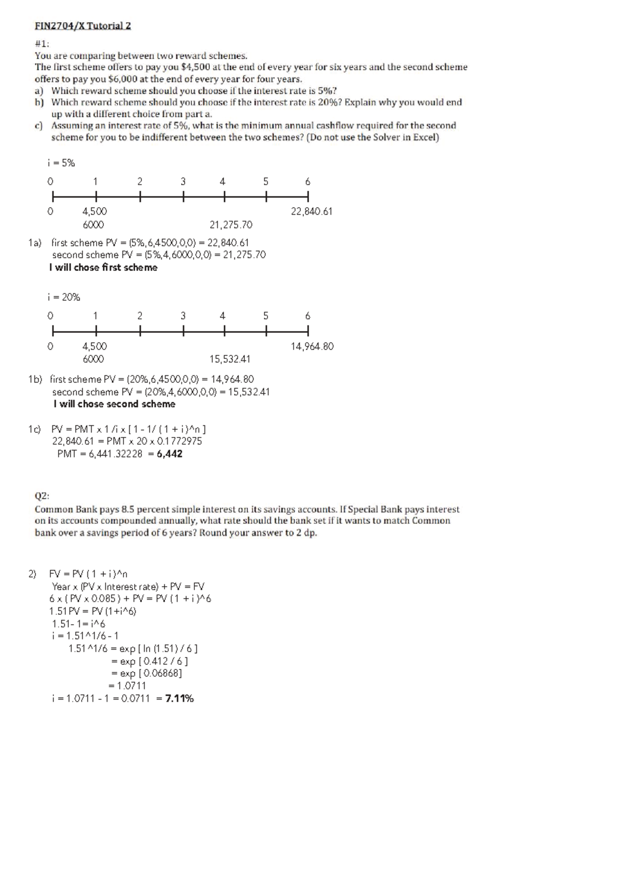 FIN Tutorial 2: Present Value and Future Value Calculations - Studocu