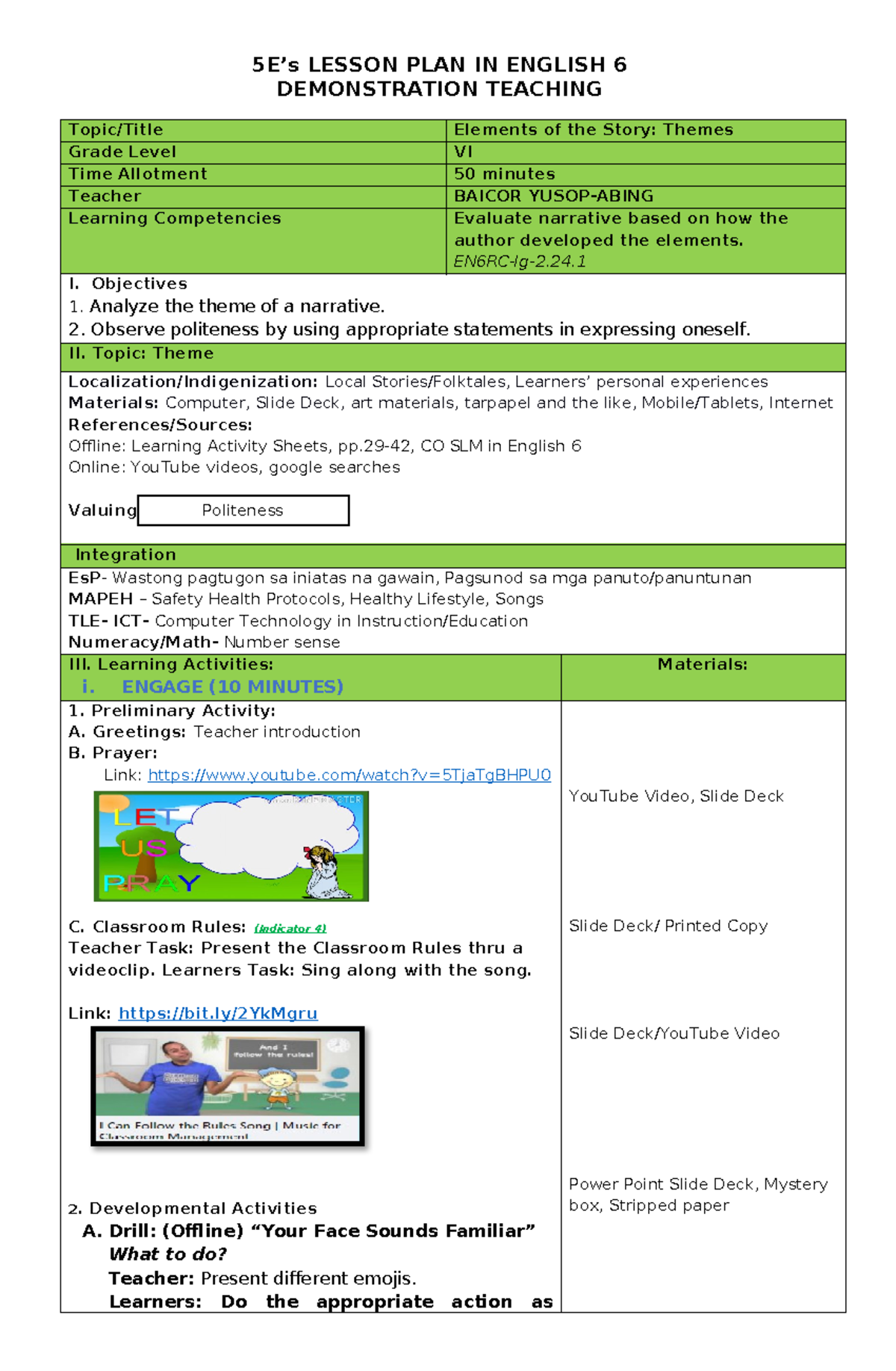 5ES- Lesson-PLAN - This will serve as your guide - 5E’s LESSON PLAN IN ...