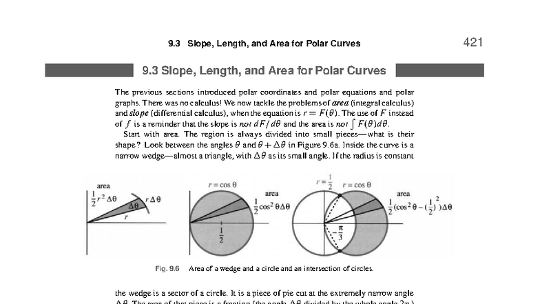421 CH9 Part 4 - Calculus Notes on Polar Curves: Area & Slope - Studocu