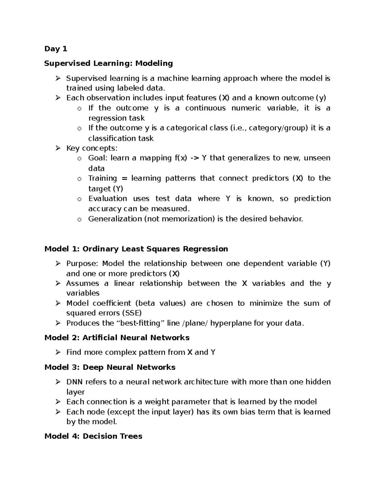 CS101: Day 1 Supervised Learning & Modeling Techniques - Studocu