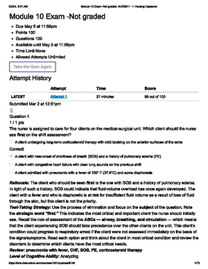 Capstone Module 10 Exam -Not Graded - Module 10 Exam -Not graded ...