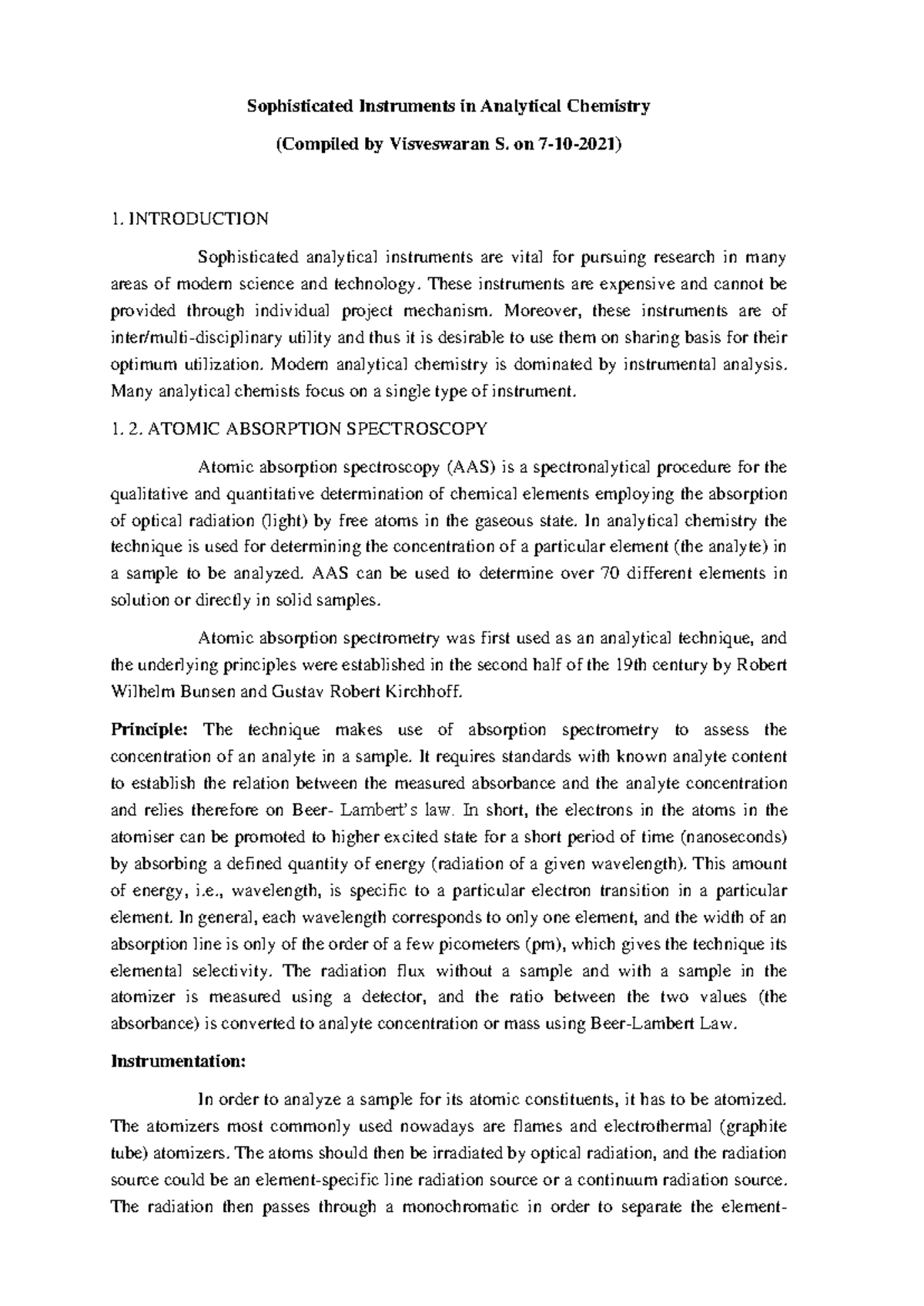 **Advanced Instrumental Methods of Analysis (Chem 301)** - Studocu