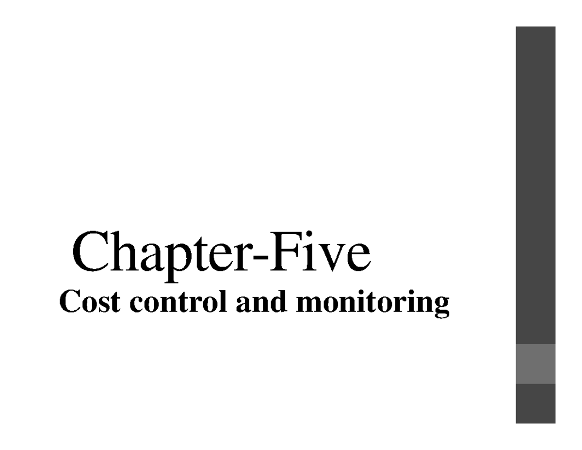 Chapter-Five - Cost control and monitoring for construction projects ...