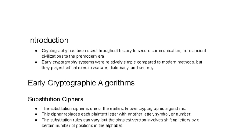 Early Cryptography: Key Algorithms & Influential Figures (CS101) - Studocu