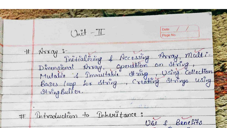 Unit 2: Java Programming - Arrays, Strings, and Inheritance Concepts ...