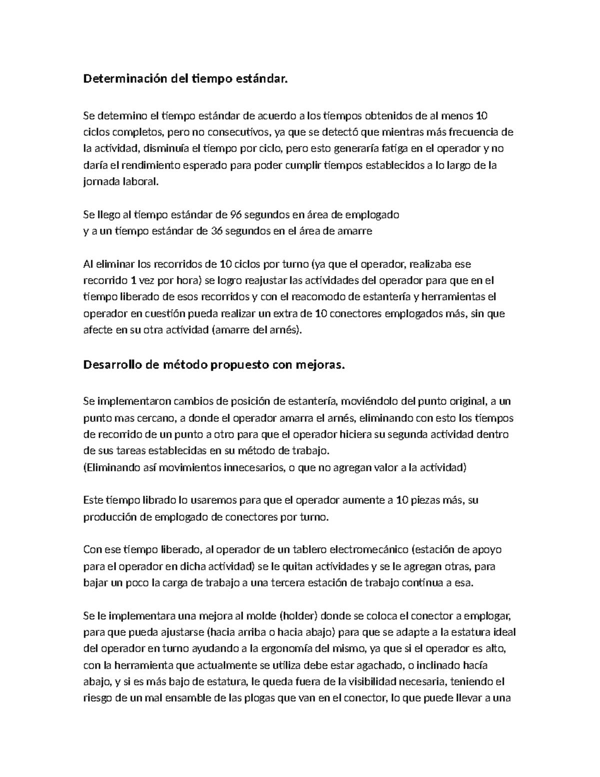 Optimización del Tiempo Estándar en Procesos de Emplogado y Amarre ...