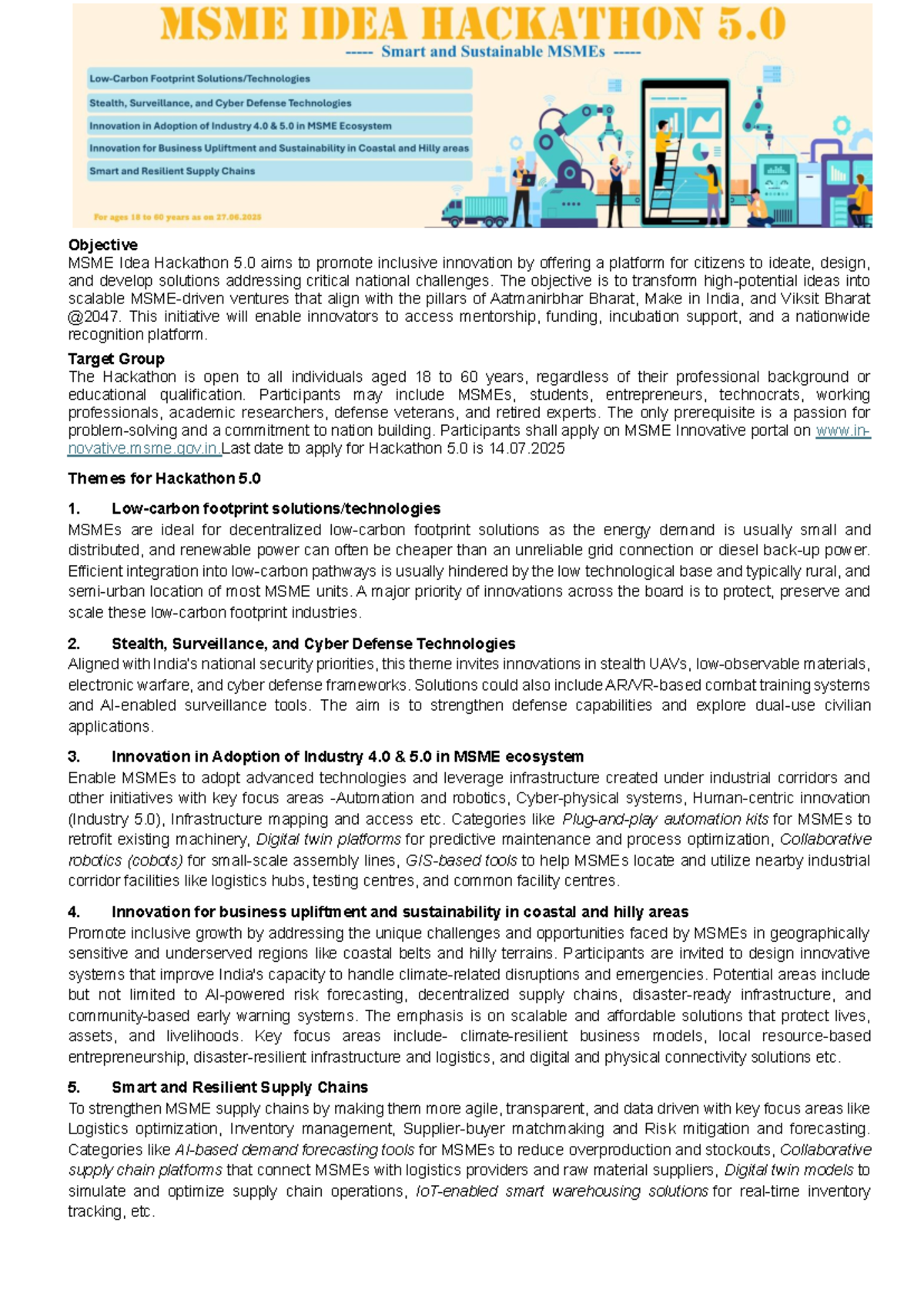 MSME Idea Hackathon 5.0: Promoting Innovation & Technology Adoption ...